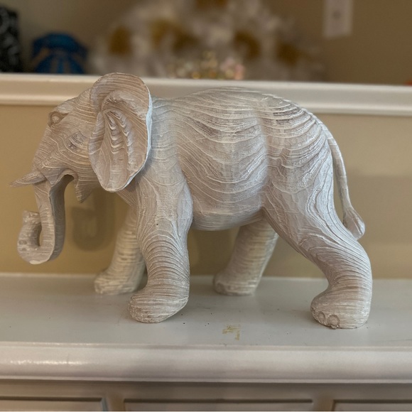 Accents | New Whitewashed Wood Elephant Statue | Poshmark